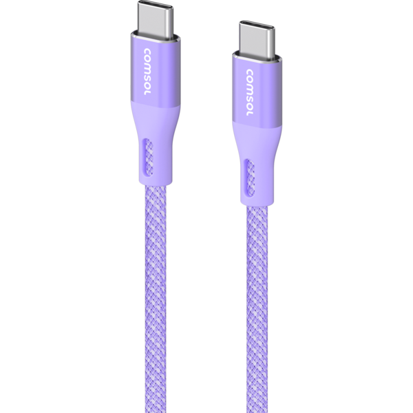 Comsol 1.2m USB-C to USB-C Soft Silicone & Fabric Charge & Sync Cable
