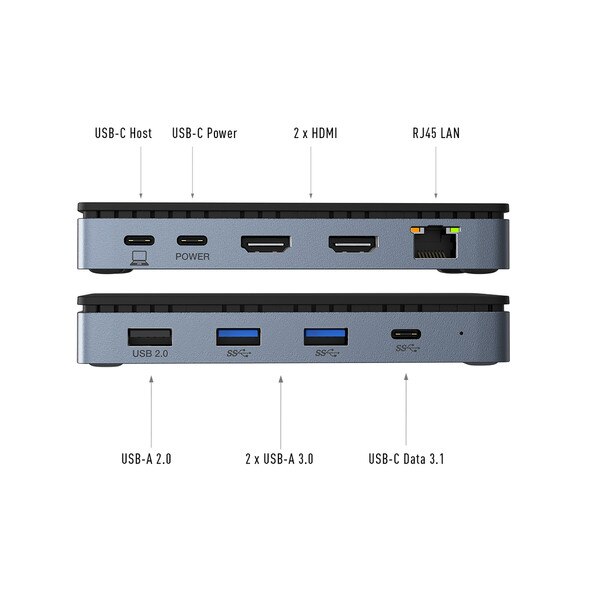 USB-C to Dual 4K HDMI Monitor 9 Port Docking Station