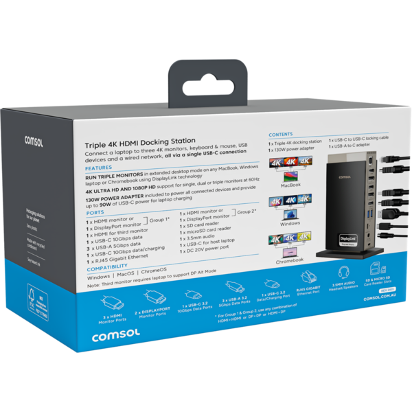 USB-C Universal Triple HDMI/DP Monitor 14 Port Docking Station